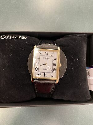 Seiko SUP880 Men's Solar White Dial Black Leather Watch | WatchCharts