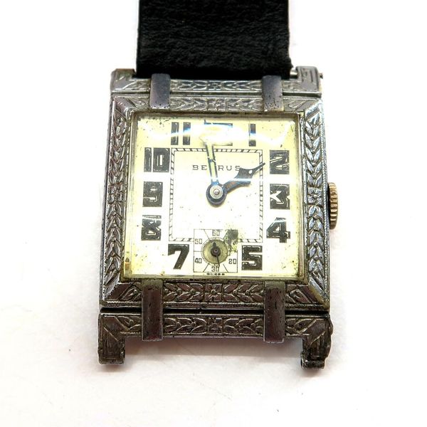 Vintage 1940's BENRUS ART DECO Mens Watch with Case ~ Working NEEDS ...
