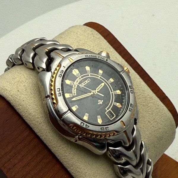 Vintage Seiko Kinetic 3M22-0B99 Sport 100 Two-Tone 30mm Watch â Needs ...