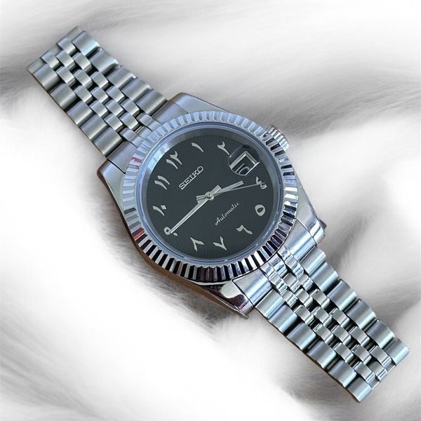 Seiko Mod 39mm Arabic Dial NH35 Black | WatchCharts Marketplace