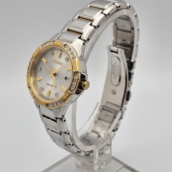 2000s Citizen Eco Drive Womens Mother Pearl Dial Gold Tone Date ...