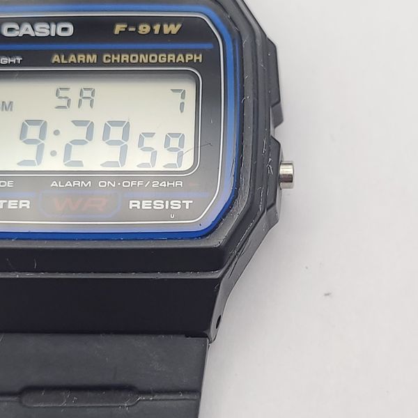 Casio Digital Watch Unisex Black Alarm Chronograph 593 F-91W ...
