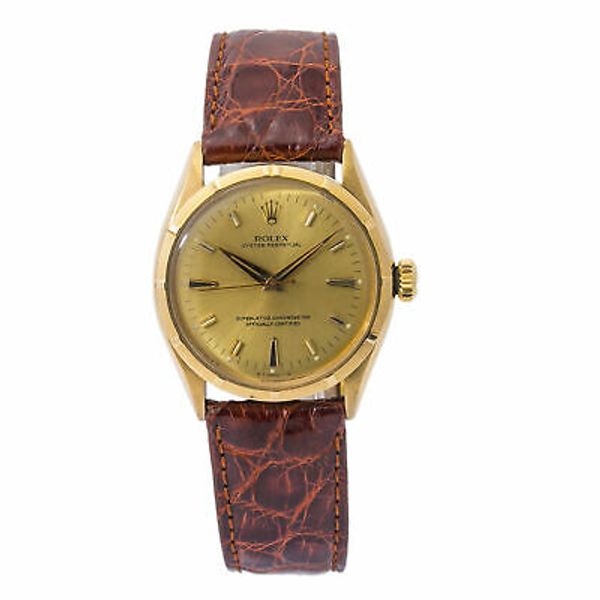 Rolex Oyster Perpetual 6285 Vintage Bubble Back Automatic 18k Gold 34mm ...