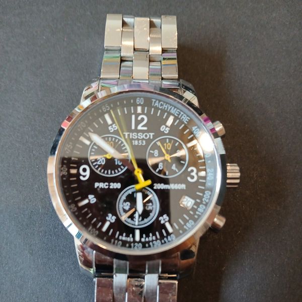 Tissot PRC 200 T461 Mens Chronograph Black & Yellow Dial Watch S/ Steel ...
