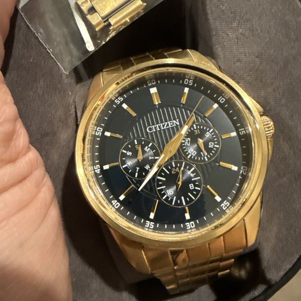 Citizen Chronograph Gold Tone Mens Watch +Case PRISTINE Shape Works ...