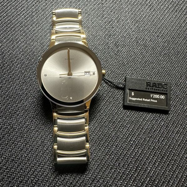 Rado Centrix Silver Dial Quartz Menâ s Two-Tone Ceramic Watch CHIPPED ...