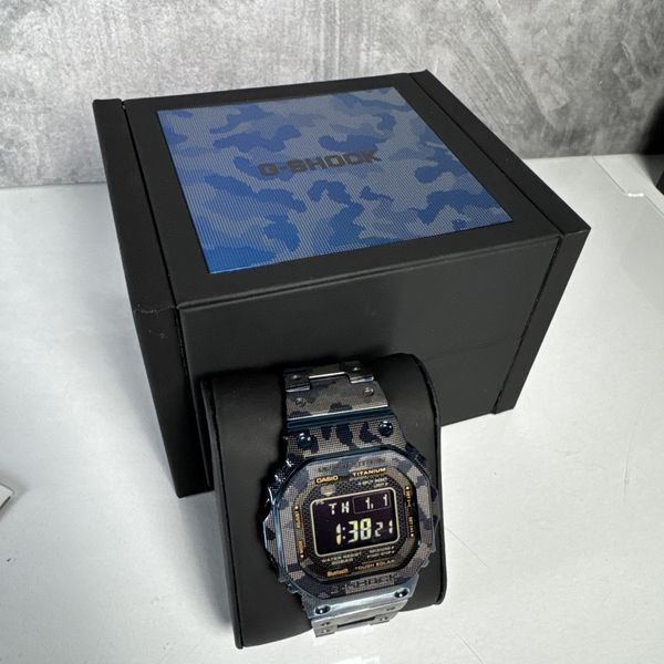 USED Casio G-SHOCK FULL METAL TITANIUM Blue Camo LE Watch GMWB5000TCF-2 ...