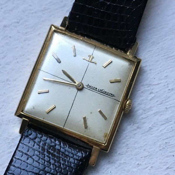 MEN 60’s JAEGER-LeCOULTRE 18K SOLID GOLD TANK MODEL ** rare item ...