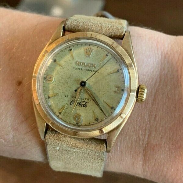 Rolex Oyster Perpetual 6085 Coca Cola 14K Watch 34mm Vintage 1960s Rare ...