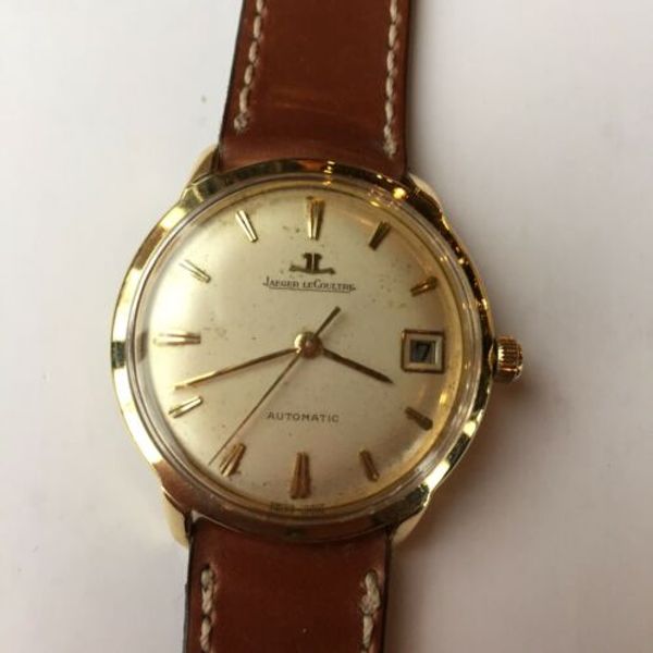 1963 JAEGER LECOULTRE E396 Solid 18k Gold Water-Resistant Automatic Cal ...