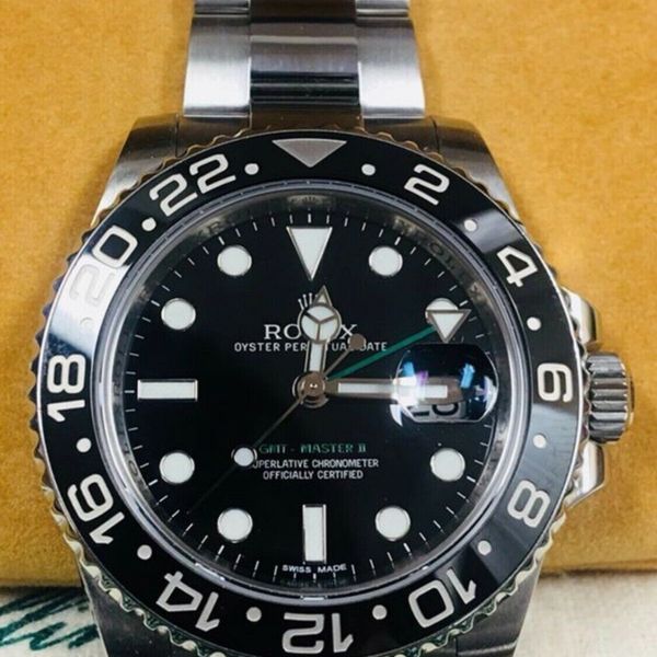 AUTHENTIC ROLEX GMT MASTER II BLACK DIAL 116710 MODEL NO SCRATCHES ...