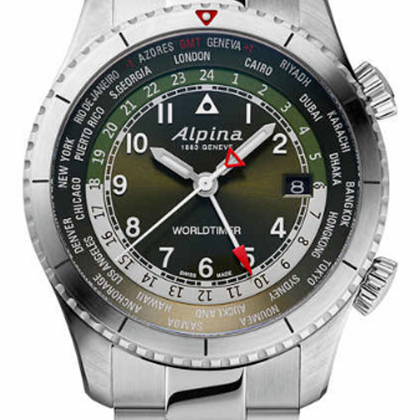 Alpina Startimer Pilot Worldtimer Stainless Steel Swiss Quartz Men AL ...