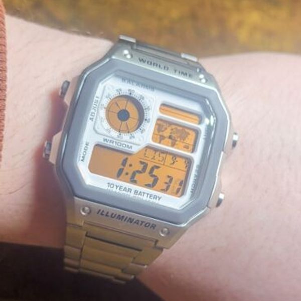 Modified Casio AE-1200 World Time All Metal Orange Screen Mod Watch ...