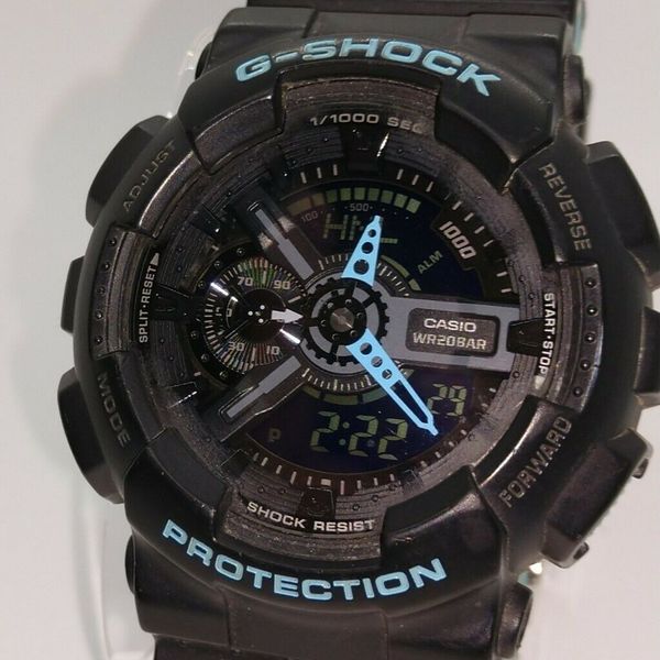Casio GA-110LN G-Shock Analog/Digital Black/Neon Blue accents Men's Watch | WatchCharts Marketplace