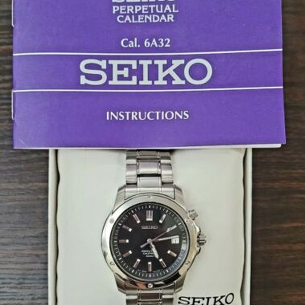 MEN'S SEIKO PERPETUAL CALANDER 6A32 00B0 WATCH WRISTWATCH STAINLESS ...