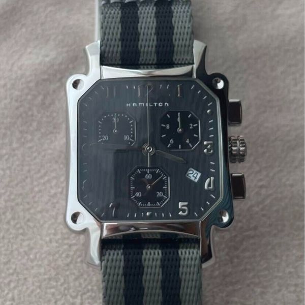HAMILTON Lloyd H194120 Chronograph Black Dial Quartz Men's Watch USED ...