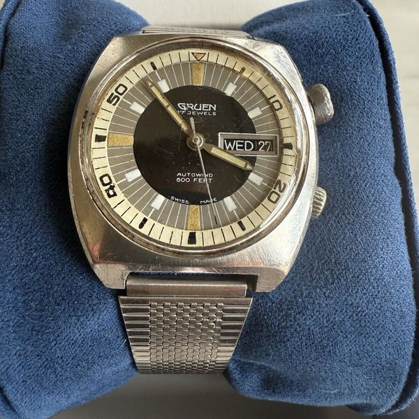 Vintage Gruen Autowind Diver Super Compressor Watch 600 Day-Date ...