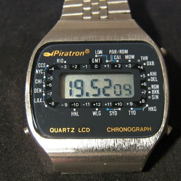 Vintage Digital LCD **Piratron ** Chronograph World Time, 80s ...