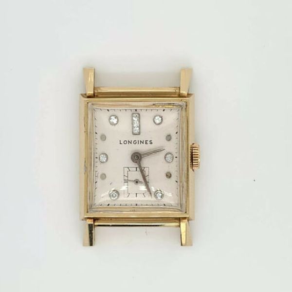 Vintage Longines 14k Yellow Gold Tank Diamond Watch Rectangle Face ...