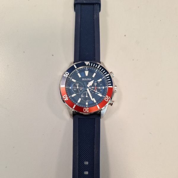 Bulova 98A288 Pepsi Bezel Sports Chronograph Watch Silicone Band Mint ...
