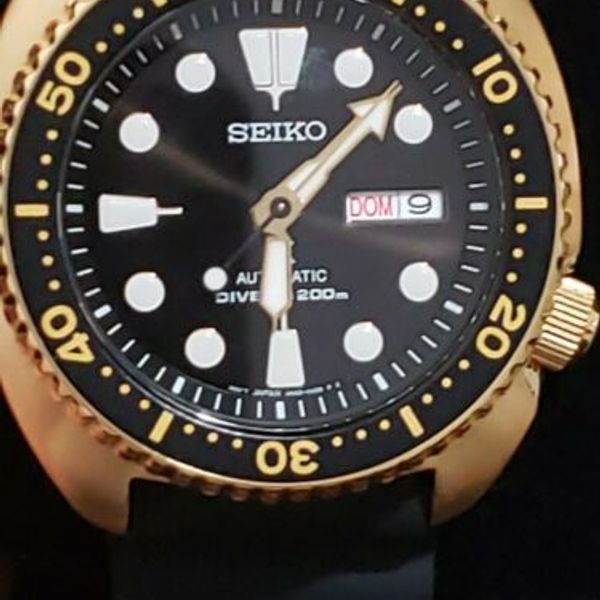 New Seiko SRPC44 Prospex Automatic Diver Gold Tone Silicone Strap Mens ...