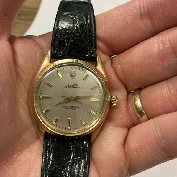 Vintage Rolex 6565 14K Mens 34mm Leather Original Band Oyster Perpetual ...