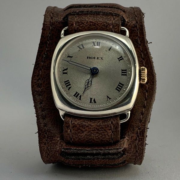 Vintage ROLEX STERLING SILVER case WW1 military officers trench watch ...