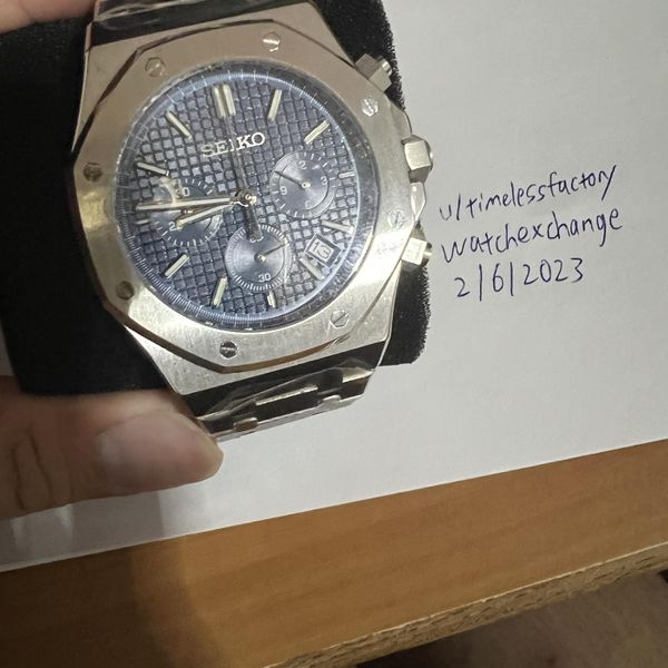 [WTS] SeikOak Blue Waffle Dial 42mm Custom Mod Chronograph watch ...
