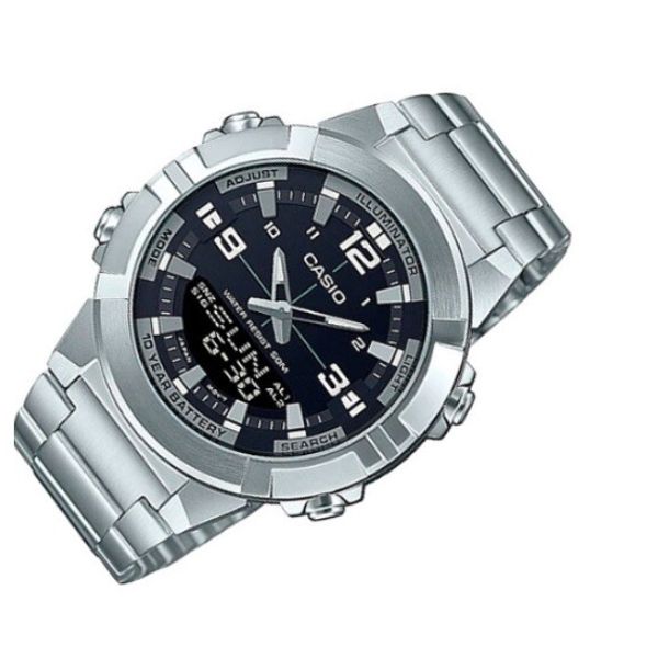 Casio AMW-870D-1A Stainless Steel Analog Digital Mens Watch 50M WR AMW ...