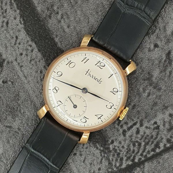 Gents Beautiful Solid 9ct Gold Vintage Harrods Watch With Original Box ...