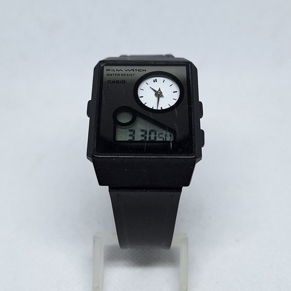 Rare Casio Film Watch 3838 FS-03 Digital/Analog Black + Silver Mirror ...