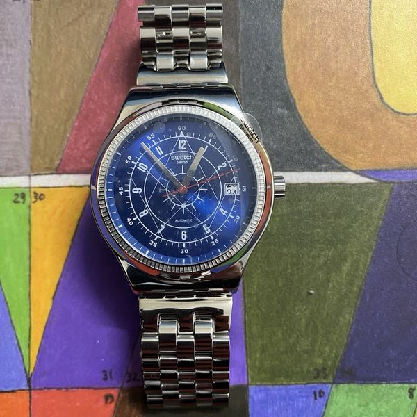 Swatch SISTEM BOREAL AGAIN YIS401GC Menâ s Blue Dial Auto Stainless New ...