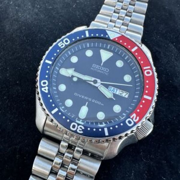 Seiko Dive Watch SKX009 Pepsi Bezel Automatic Bracelet Divers Mens 7S26 ...
