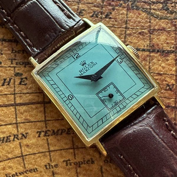 Rolex Marconi Rectangular 1930s Antique Blue Dial Hand Winding ...