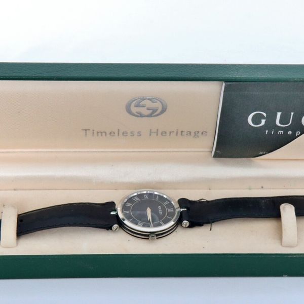 Vintage Gucci 2000M 0001482 Analog Black Dial Wristwatch in Box ...