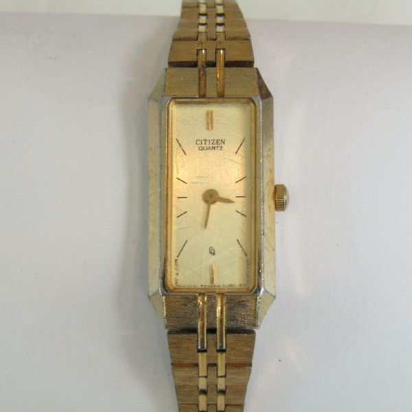 Vintage CITIZEN Quartz Watch Women's Classic Gold Tone Rectangle 2250 ...