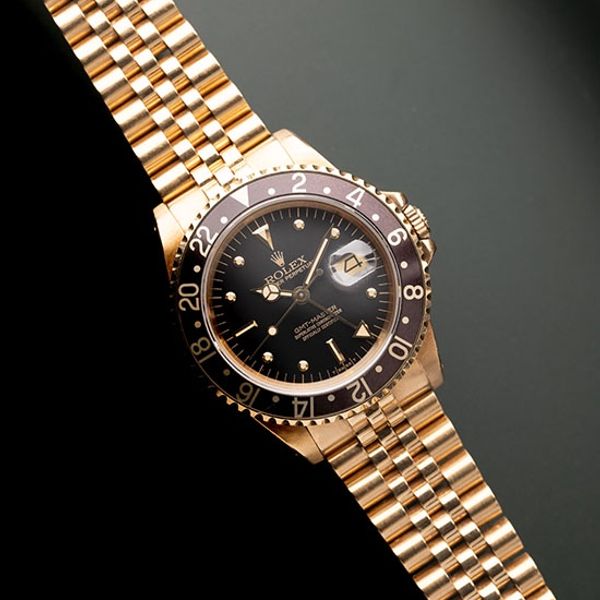 FS: 1980 Rolex 16758 18k Yellow Gold Tropical Graphite GMT-Master ...