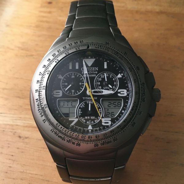 Citizen Titanium Skyhawk Eco Drive Watch C650-Q02497 Pilot's Watch E6B ...