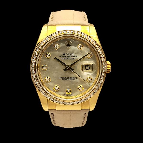 Rolex Oyster Perpetual Datejust 36 in 18K Yellow Gold Diamond Bezel ...