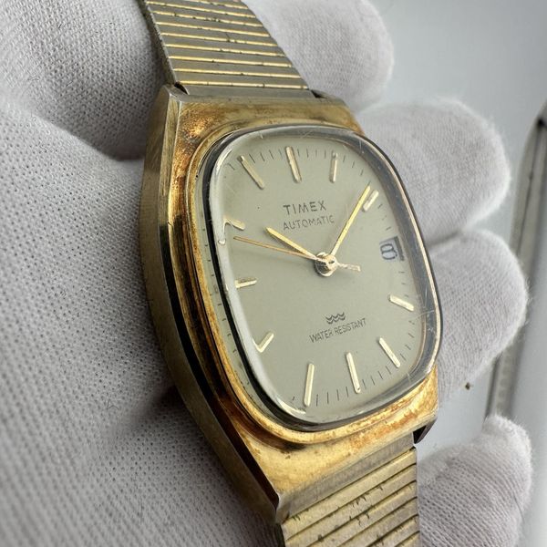 Vintage TIMEX "TV" Dial Automatic Men's Gold Tone Wristwatch - RUNS ...