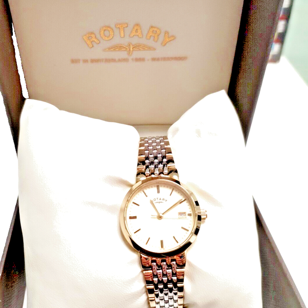 Rotary Ladies Quartz Gold & Silver Two Tone Bracelet Watch LB03497/03 ...
