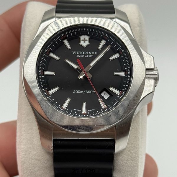 VICTORINOX INOX Menâ s Quartz Watch W/BLACK RUBBER BAND 241726 43mm Not ...