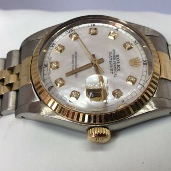 Rolex Datejust 16013 Mother Of Pearl Dial With Diamond Hour Markers ...