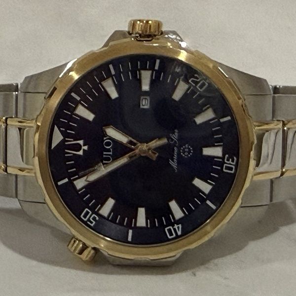 Bulova Marine Star Men's Quartz Blue Dial Calendar Two Tone 43mm 98B384 ...