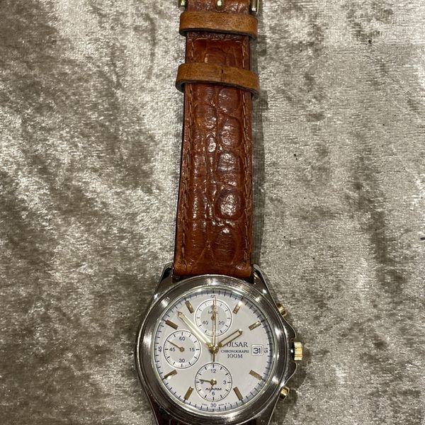 Seiko Pulsar Gents 7T62 Chronograph 10ATM Watch New Battery ...