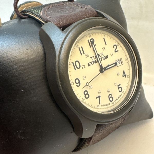 Timex Men's Watch T49101 Expedition Quartz Indiglo Beige Dial Green Nylon H10 | WatchCharts ...