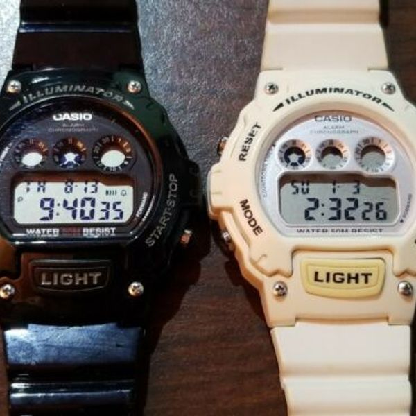 2 CASIO Digital Illuminator White & Black Sports Watch W-214HC New ...
