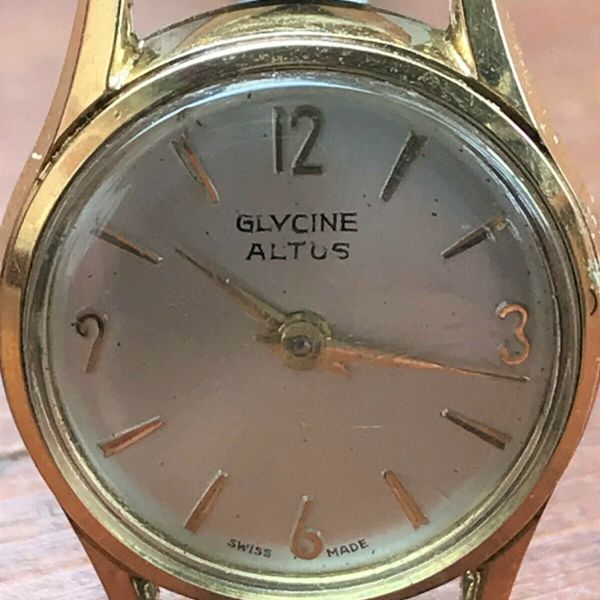 Vintage Rare Mechanical Rolled Gold Wind up Glycine Altus Ladies Watch ...