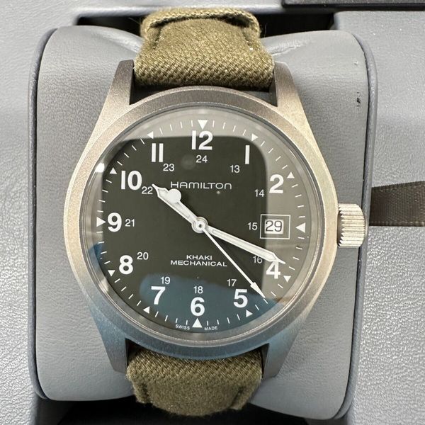 Hamilton Khaki Field Mechanical Green Dial Men's Watch H69439363- NEW ...