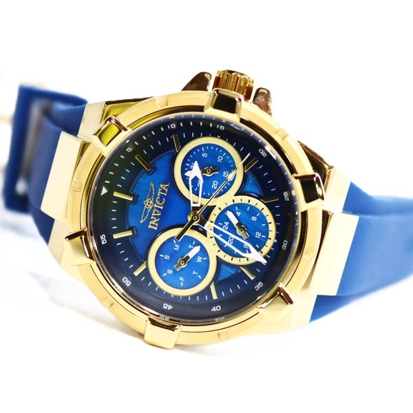 INVICTA Aviator Lady 36mm Stainless Steel Gold Blue dial VH63 Quartz ...